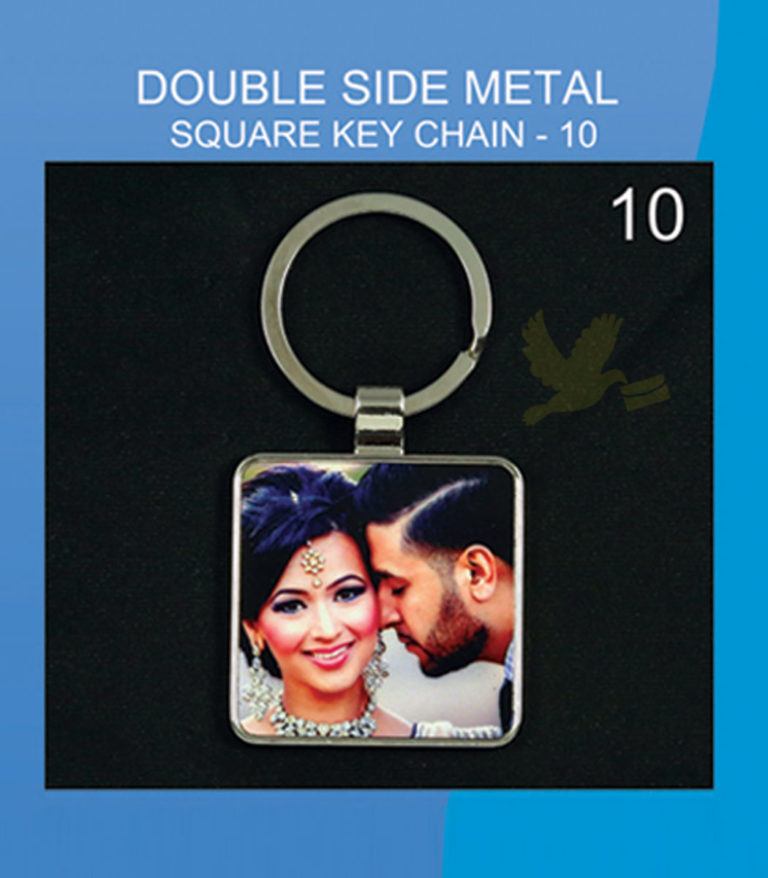 Square metal double side key chain